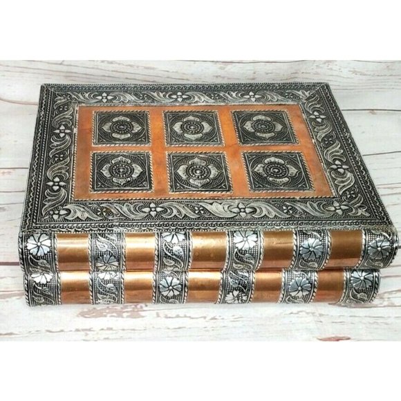 Box | Storage & Organization | Vintage Embossed Brass Locking Book ...